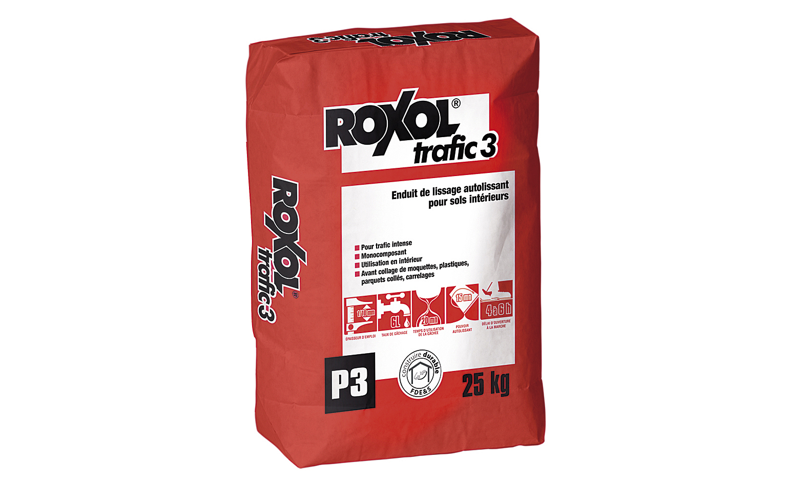 Enduit de ragréage ROXOL TRAFIC 3, 25 kg | Saint Maclou