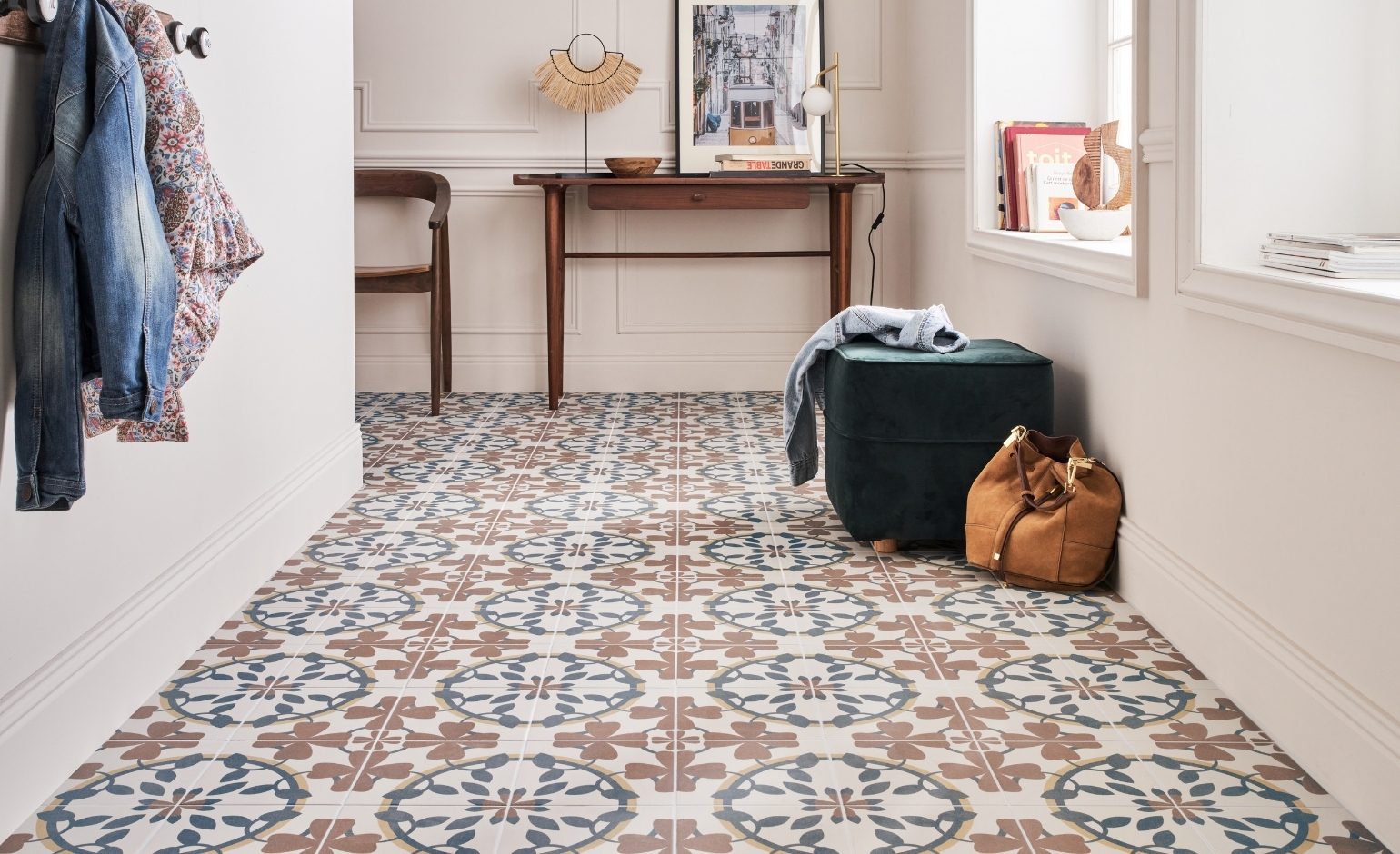 Carrelage, aspect carreau ciment beige, 20 x 20 cm | Saint Maclou